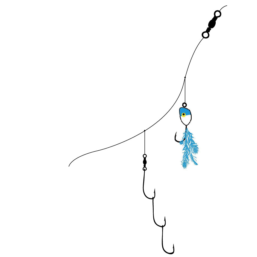 4 x Custom Designed Surf Popper Fishing Rigs Different colour poppers Fishing Tackle Hook | Bait ...