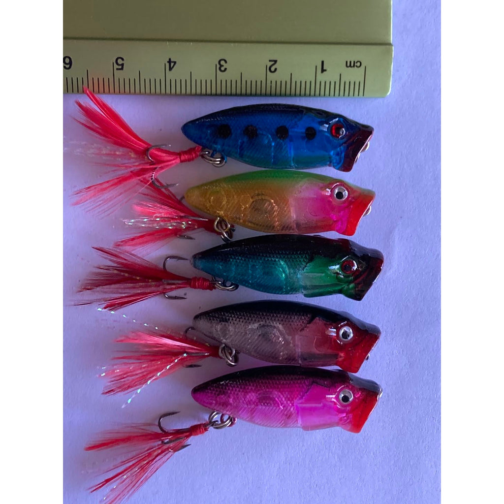 5 X Transparent Small Size Popper Lures Fishing Tackle | Bait Tackle Direct