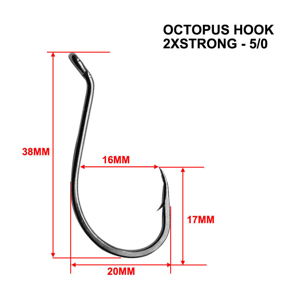 25-100pcs 2XStrong Offset Heavy-duty Octopus Hooks Fishing Tackle ...